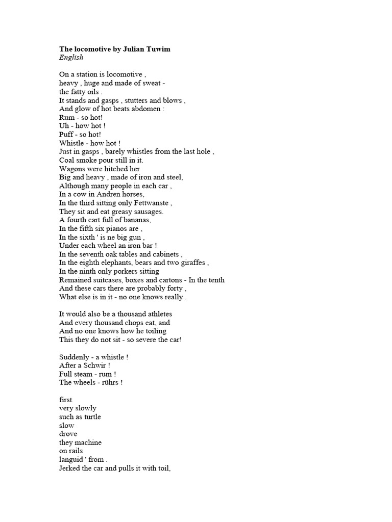 Julian Tuwim's Locomotive Poem | PDF