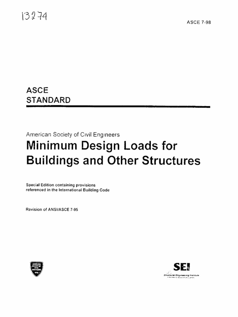 ASCE 7-98-Minimum Design Loads For Buildings and Other Structures | PDF