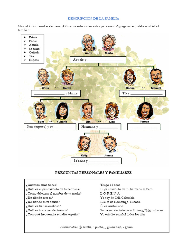 Preguntas y Vocabulario Familiar en Español | PDF