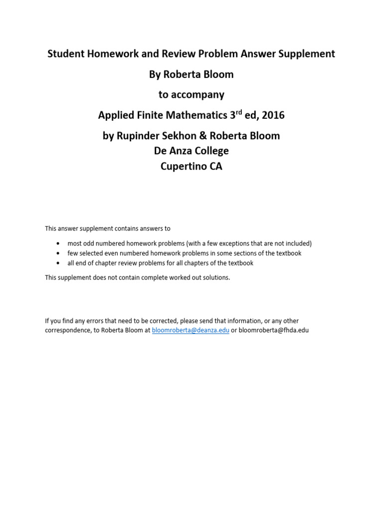 Applied Finite Math Homework Answers | PDF | Probability | Mathematics