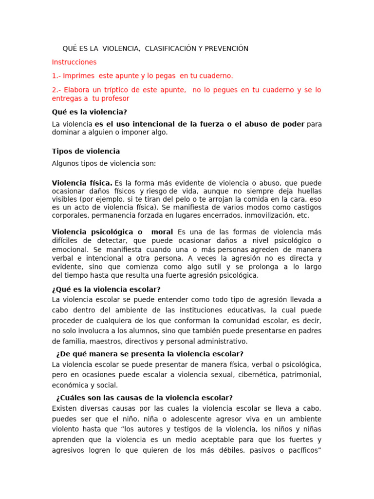 Qué Es La Violencia, Su Clasificación y Formas de Prevención | PDF | Violencia | Violencia sexual