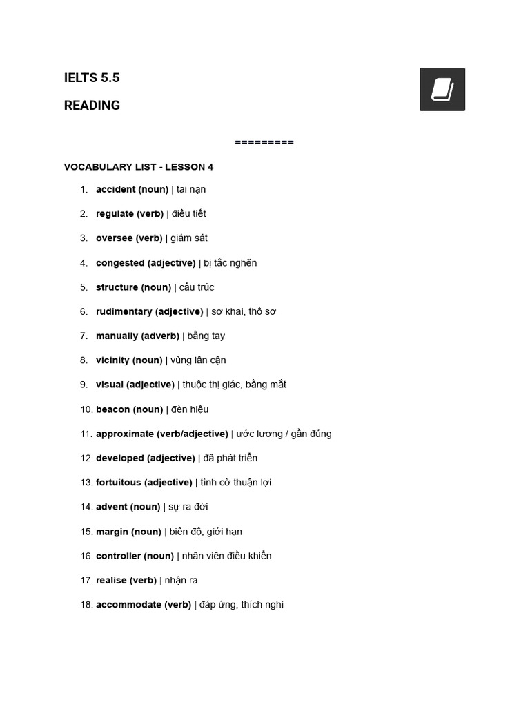 Reading Vocab -Lesson 4 | PDF