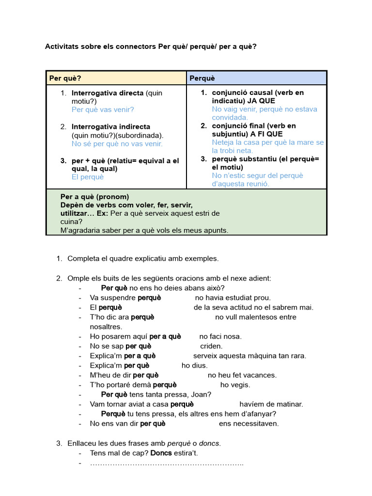 Per Què, Perquè I Per A Què | PDF