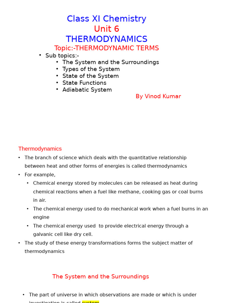 Class 11 Chapter 6 Thermodynamics-2 | PDF | Entropy | Enthalpy