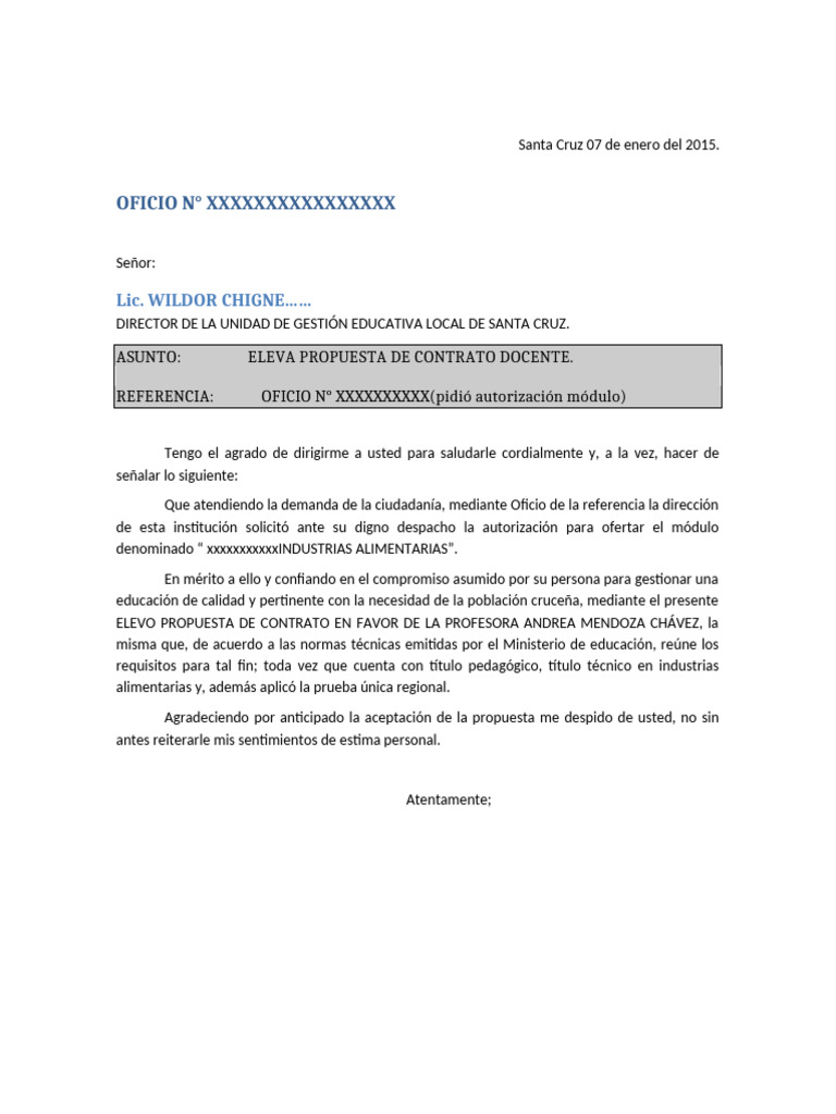 Oficio de Propuesta CETPRO | PDF