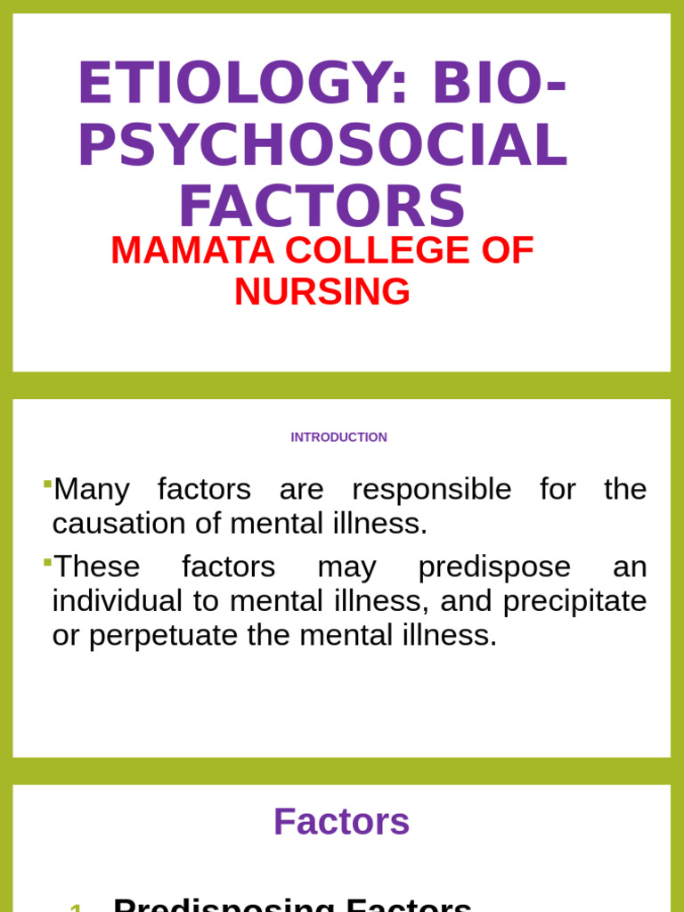Etiology Bio Factors Pdf Mental Disorder Stress Biology