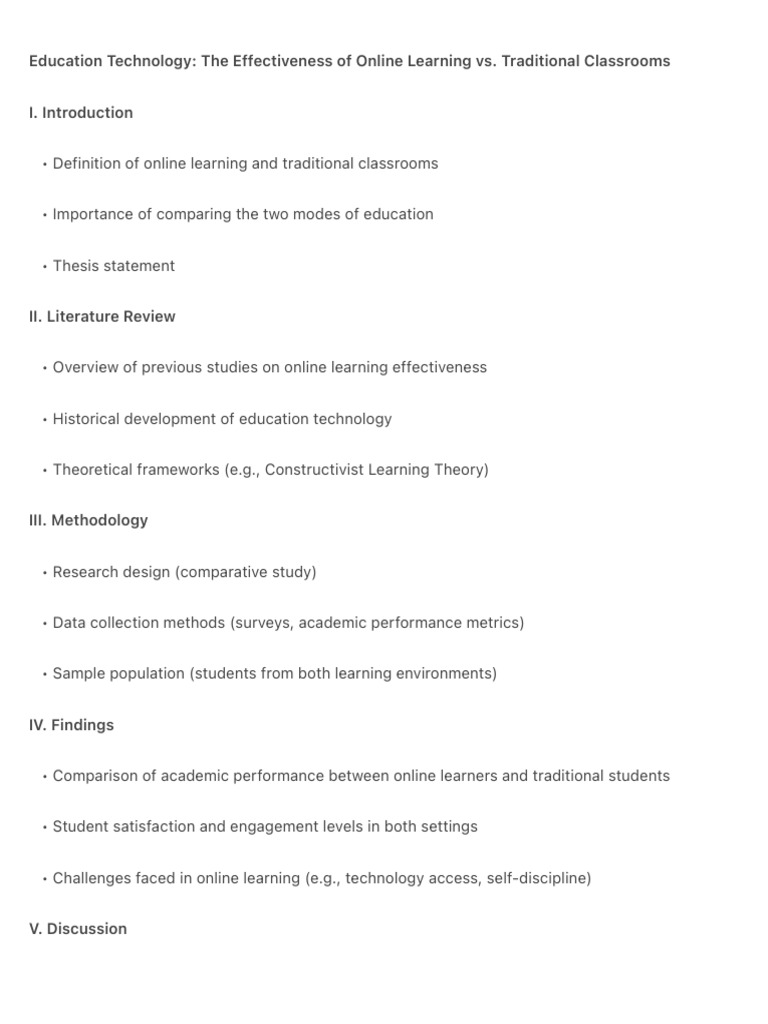 Education Technology- The Effectiveness of Online Learning vs. Traditional… | PDF