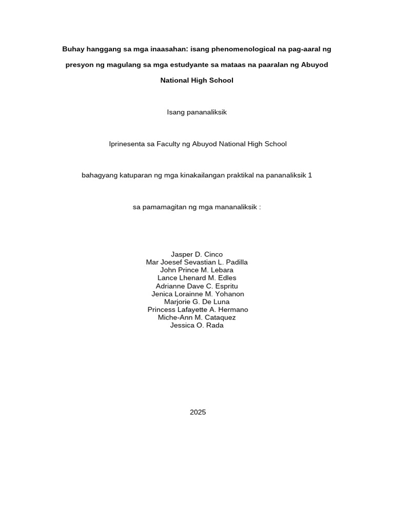 Buhay Hanggang Sa Mga Inaasahan | PDF