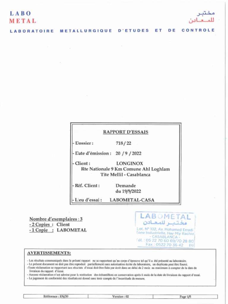 Rapport D'analyse Chimique | PDF