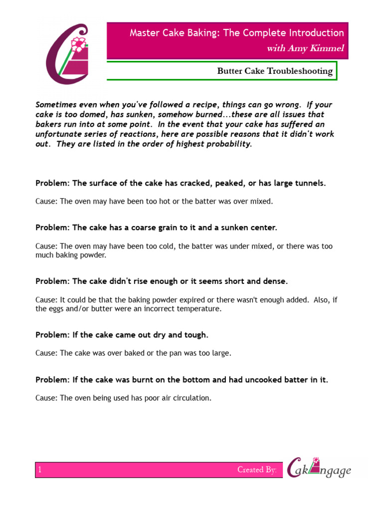 Butter Cake Troubleshooting | PDF