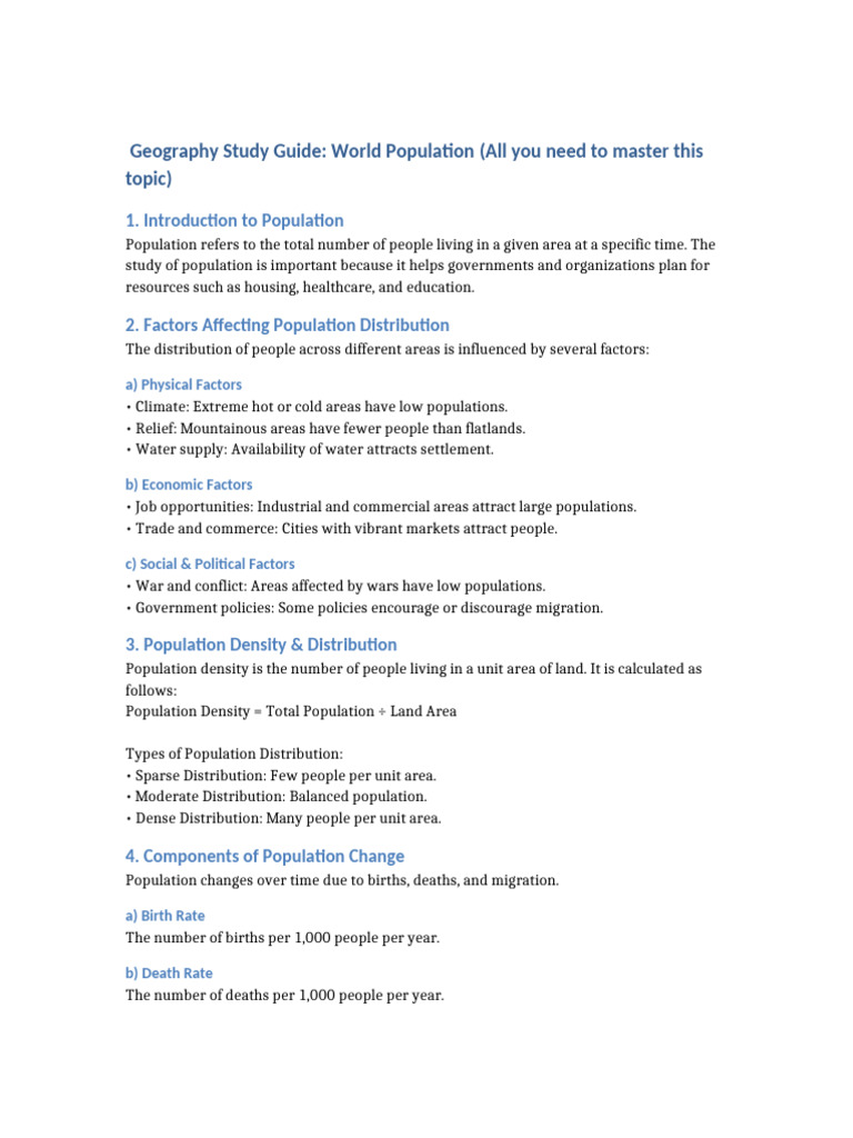 World Population (Geography) | PDF | Human Overpopulation | Human Migration