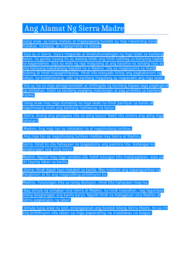 Ang Alamat NG Sierra Madre | PDF