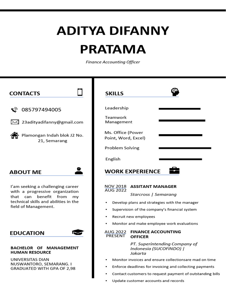 CV - Aditya Difanny Pratama | PDF