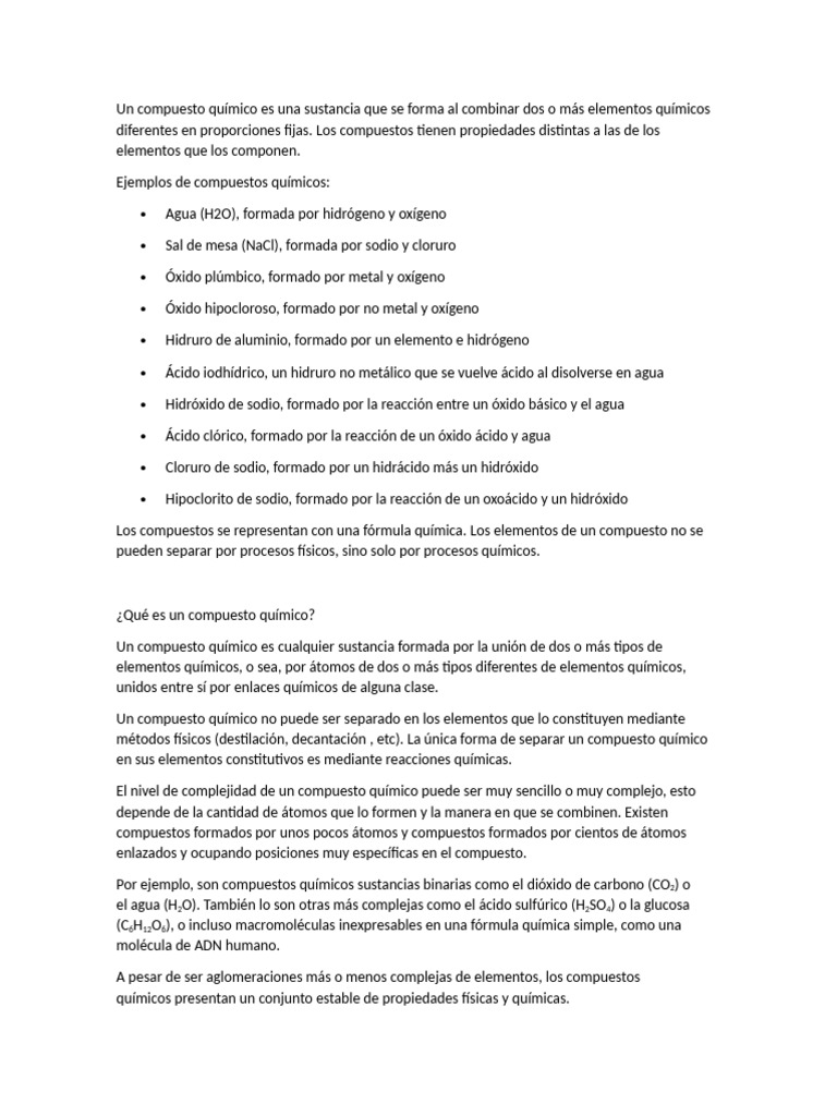 Compuesto en Quimica | PDF | Compuestos químicos | Química