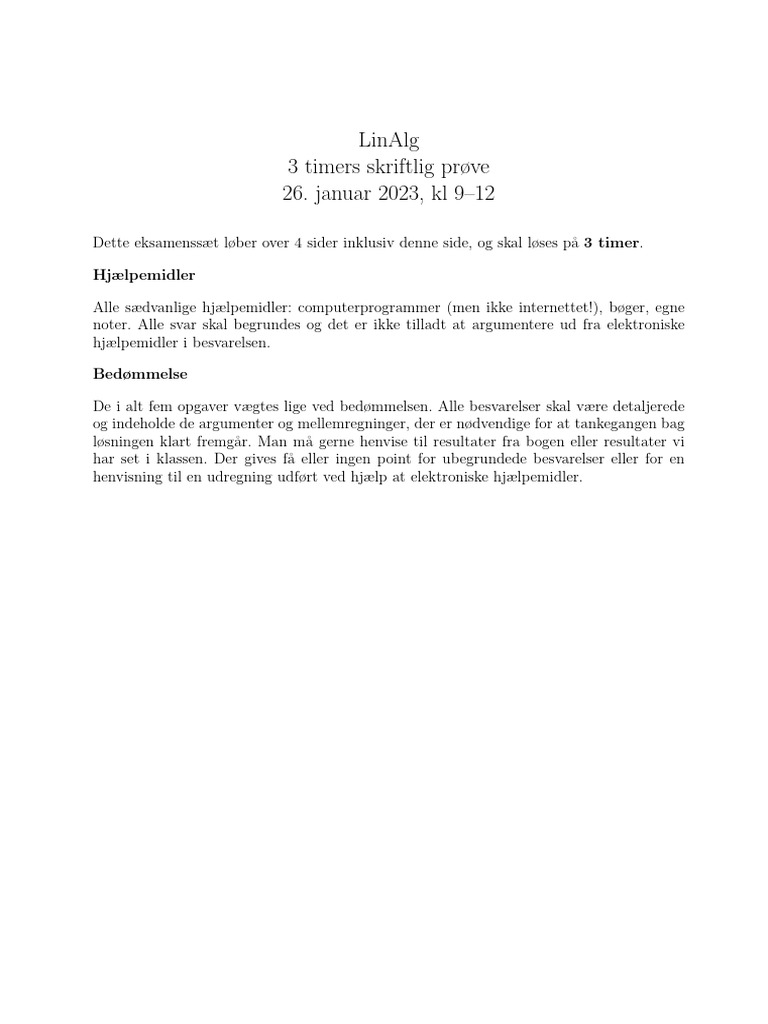 LinAlg Eksamen 2023 | PDF