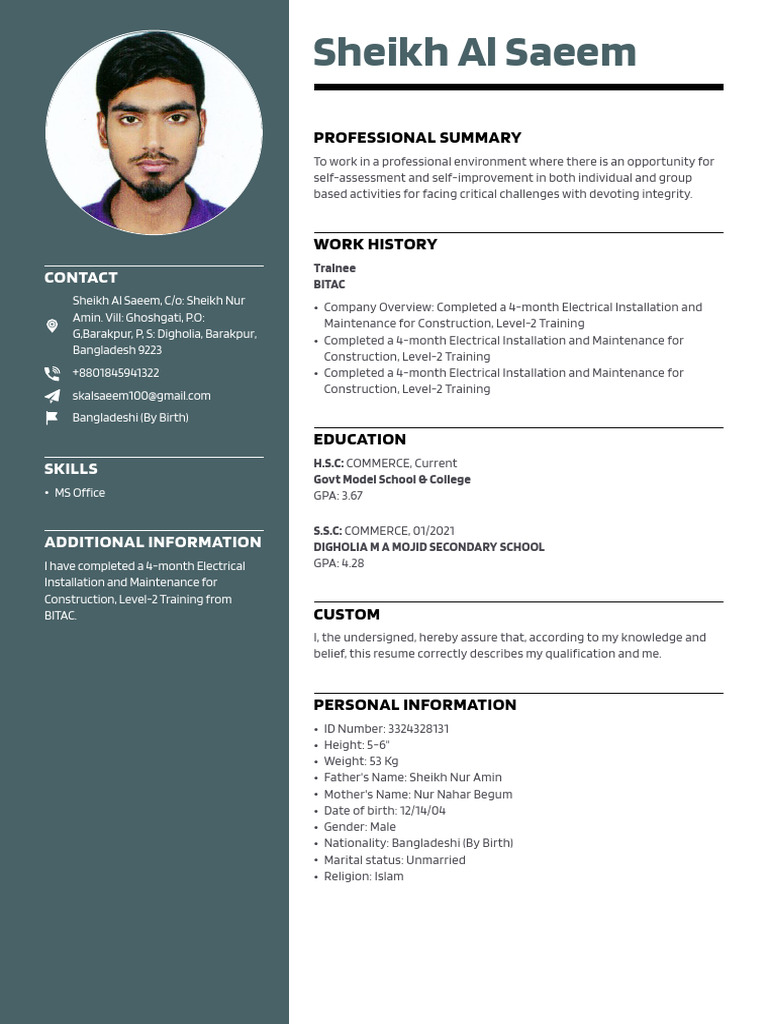 Sheikh AlSaeem CV (1) | PDF | Bangladesh