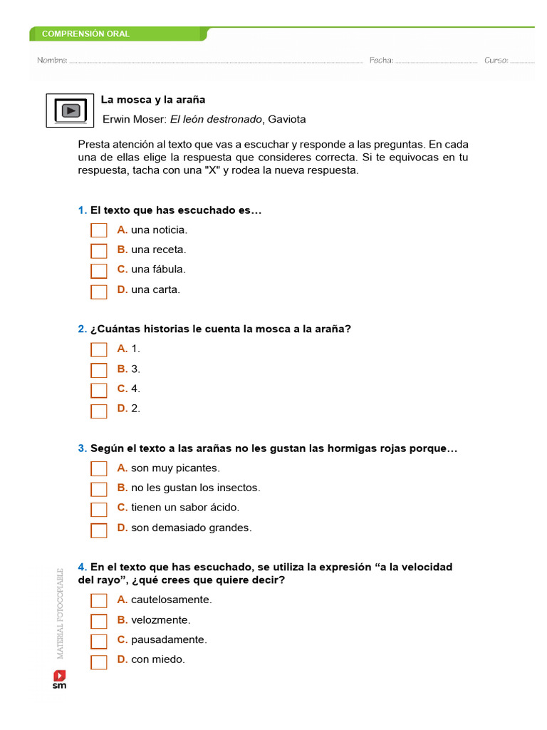 Preguntas de lectura comprensiva | PDF