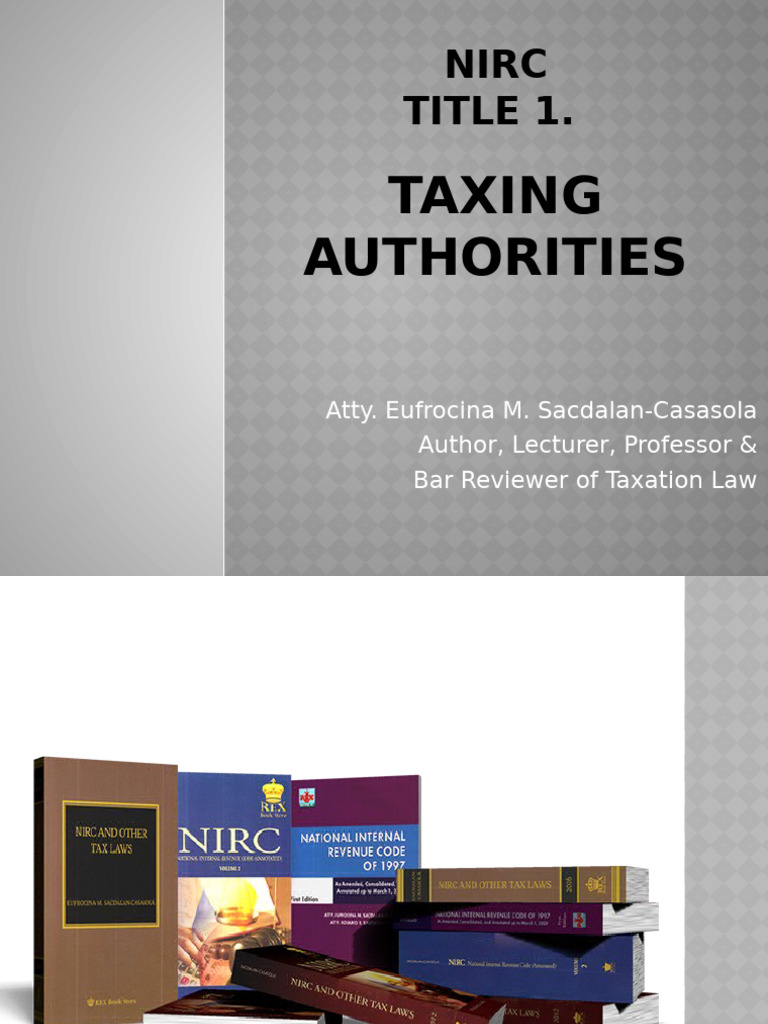 NIRC Title 1: Taxing Authorities Overview | PDF | Jurisdiction | Certiorari