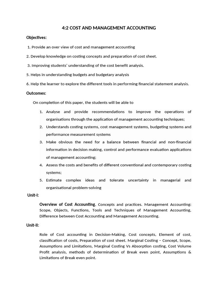 4 2 Cost And Management Accounting PDF Management Accounting Cost