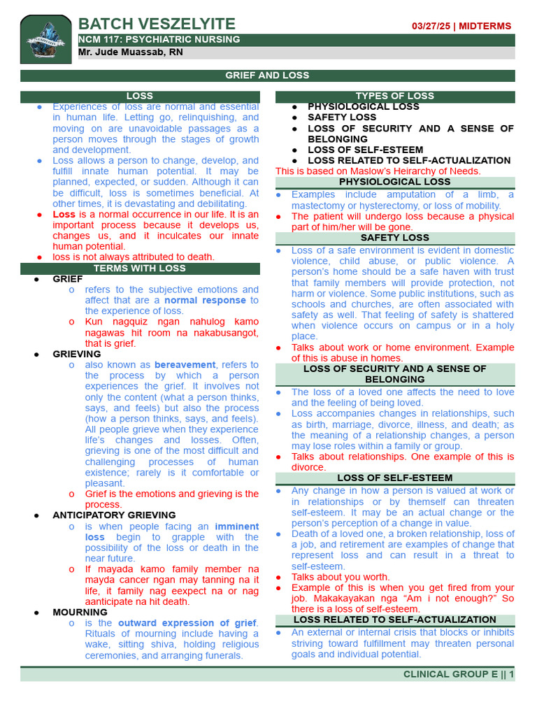 5-NCM-117-MUASSAB.docx | PDF | Grief | Attachment Theory