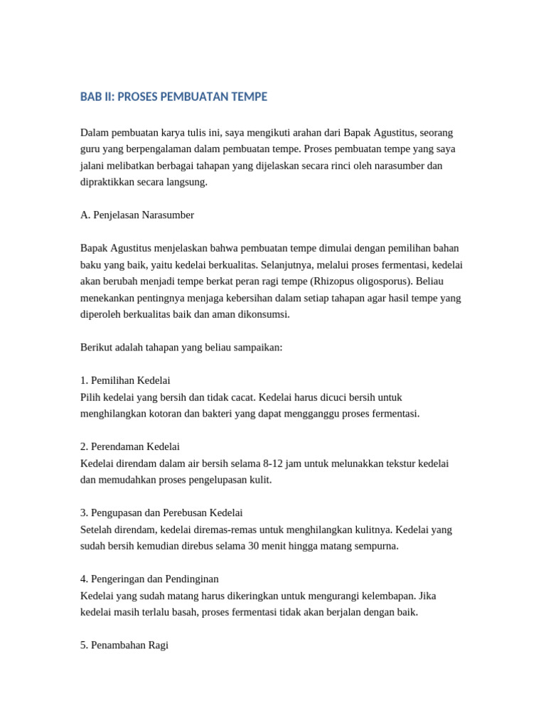 Proses Pembuatan Tempe | PDF