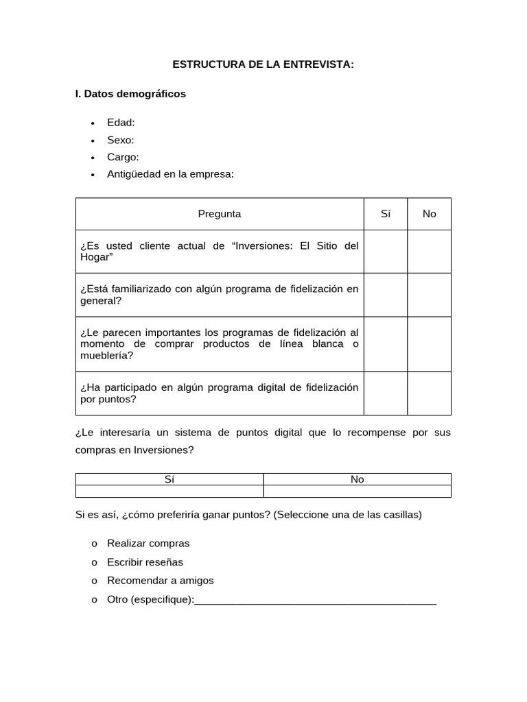 Estructura de La Entrevista | PDF