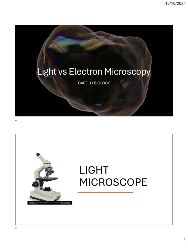 4.1 Light Vs Electron Micros | PDF | Microscope | Electron Microscope