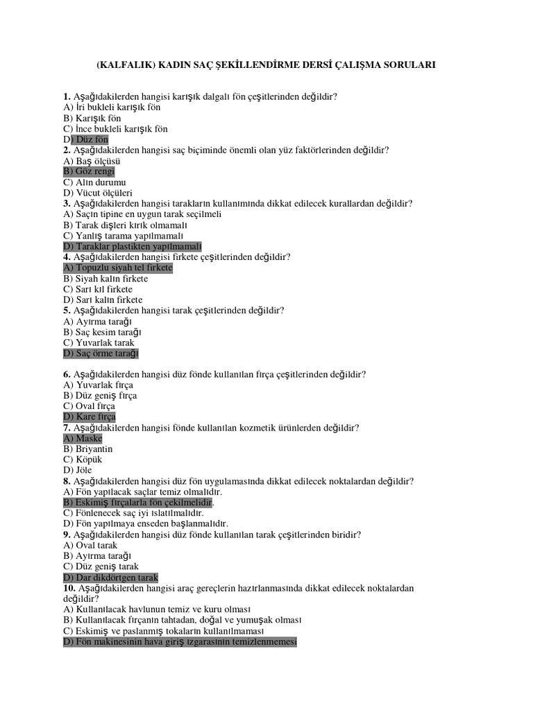 KALFALIK SORULARI | PDF