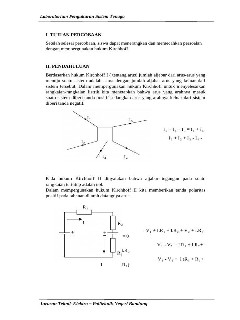 Modul 2. Hukum Kirchoff-1 | PDF