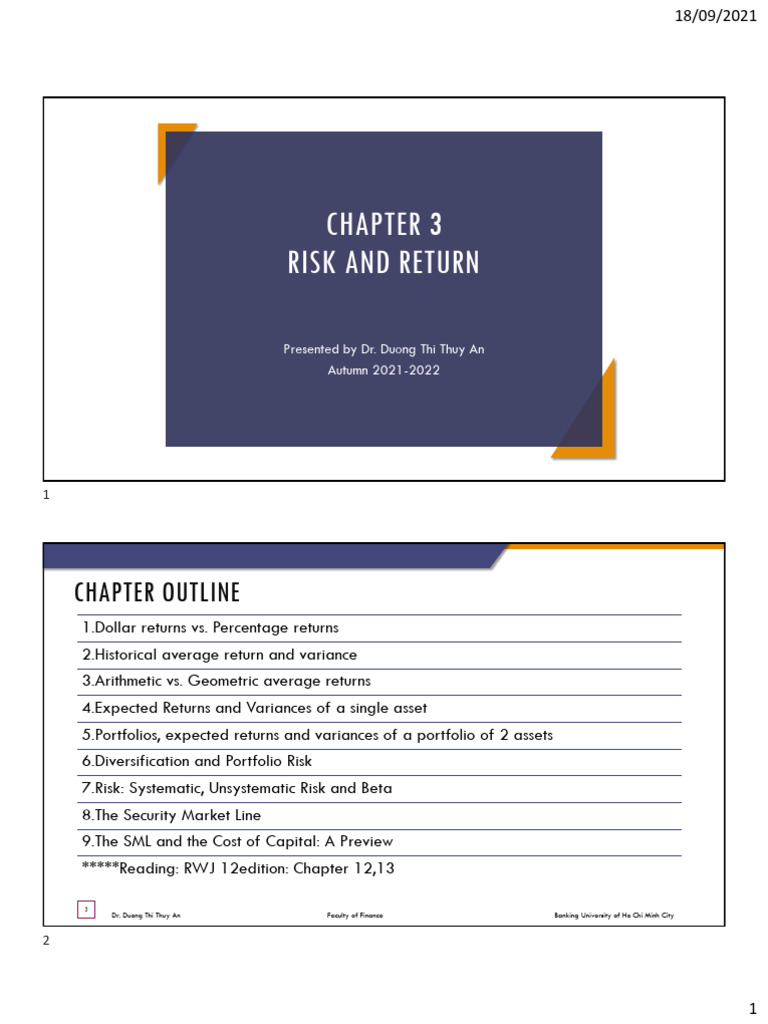 Chapter 3 Risk and Return | PDF | Capital Asset Pricing Model | Beta ...