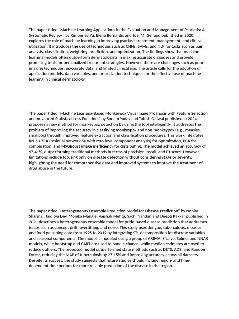 Papers summm | PDF | Machine Learning | Accuracy And Precision