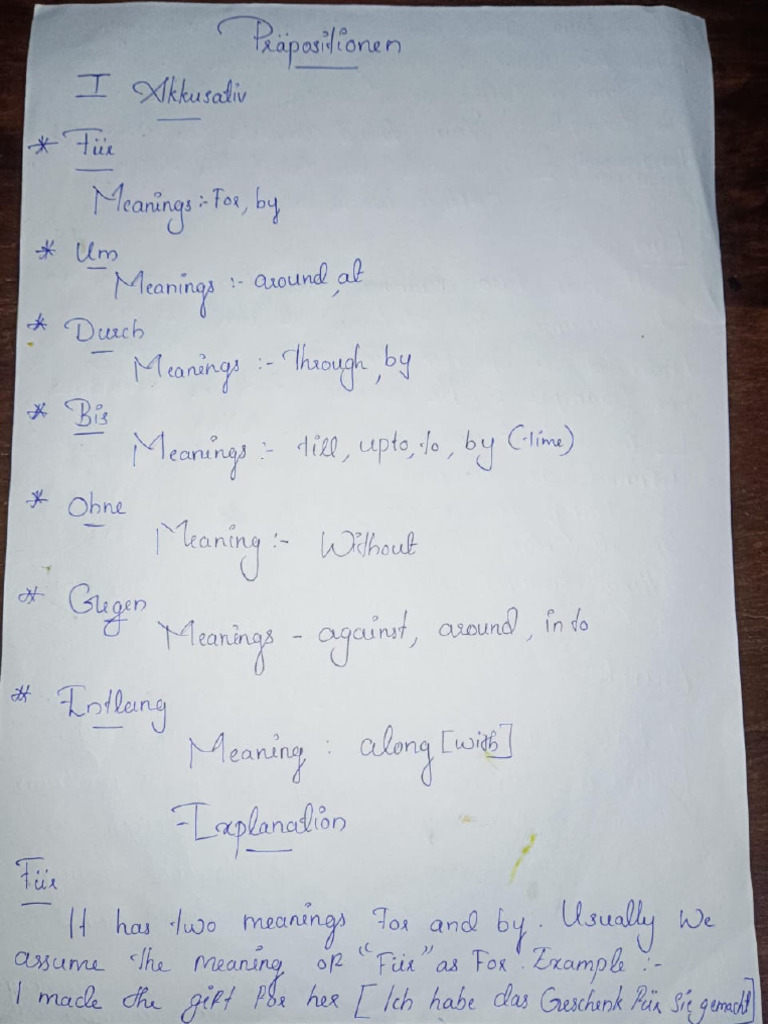 Akkusative Präpositionen | PDF