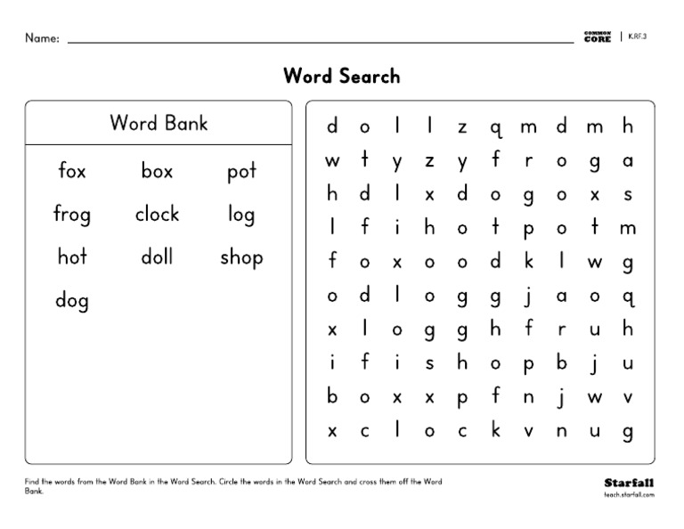 Short o Wordsearch | PDF