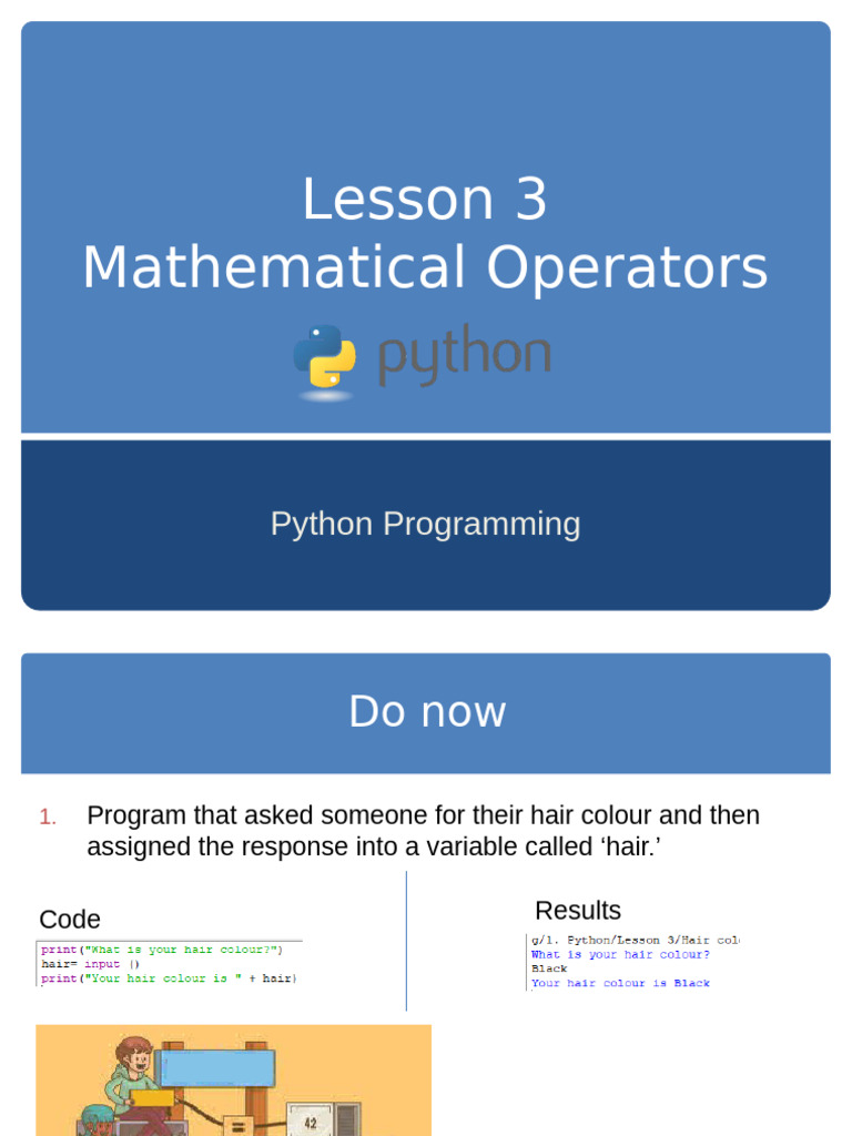 Lesson 3 - Mathematical Operators and Comments - Workbook | PDF ...