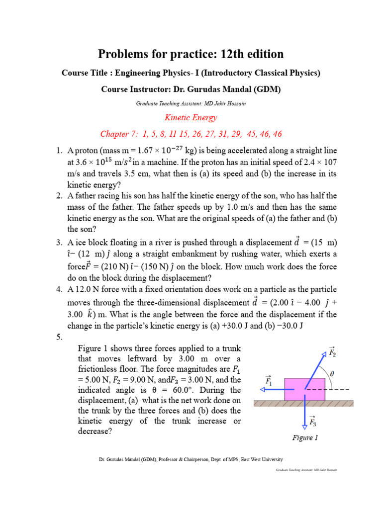 Kinetic Energy and Work Problems | PDF | Force | Kinetic Energy