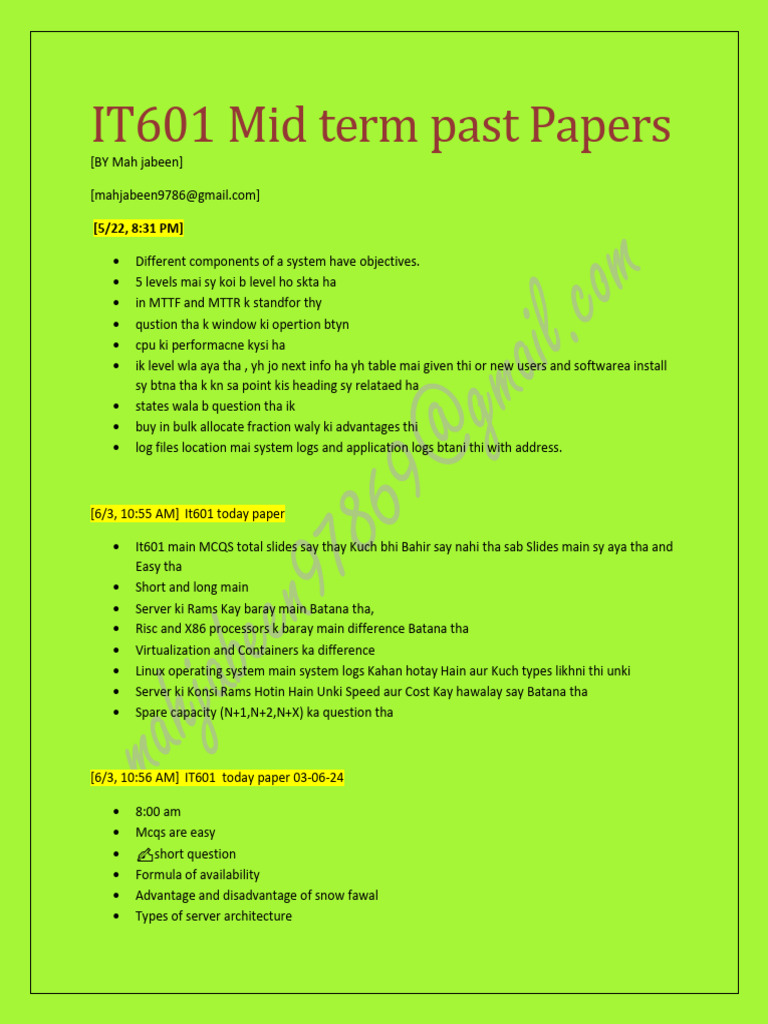 cs405 Mid Term File | PDF | Booting | Process (Computing)
