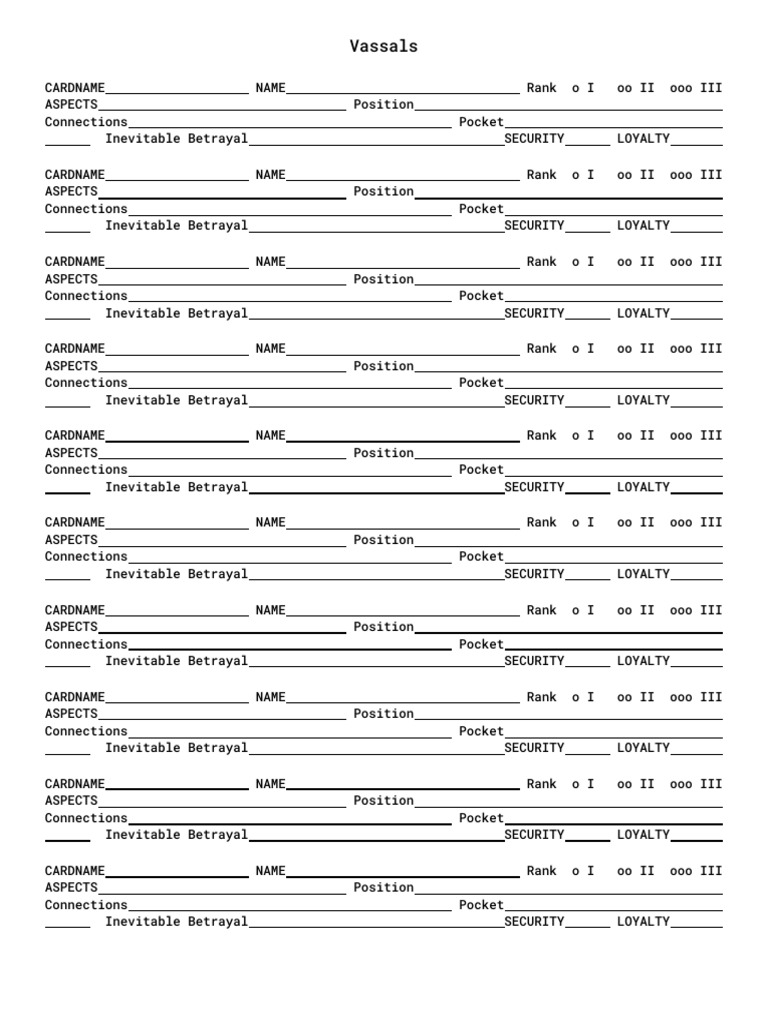 Vassal Sheet | PDF