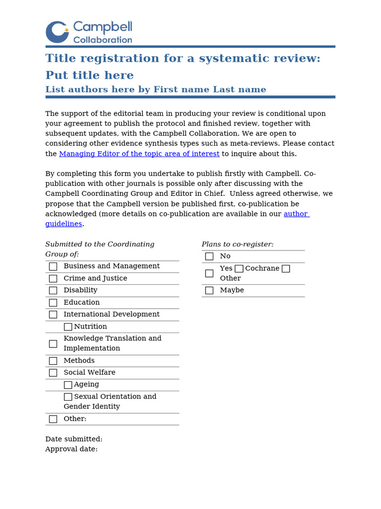 Systematic Review Title Registration Guide | PDF | Systematic Review