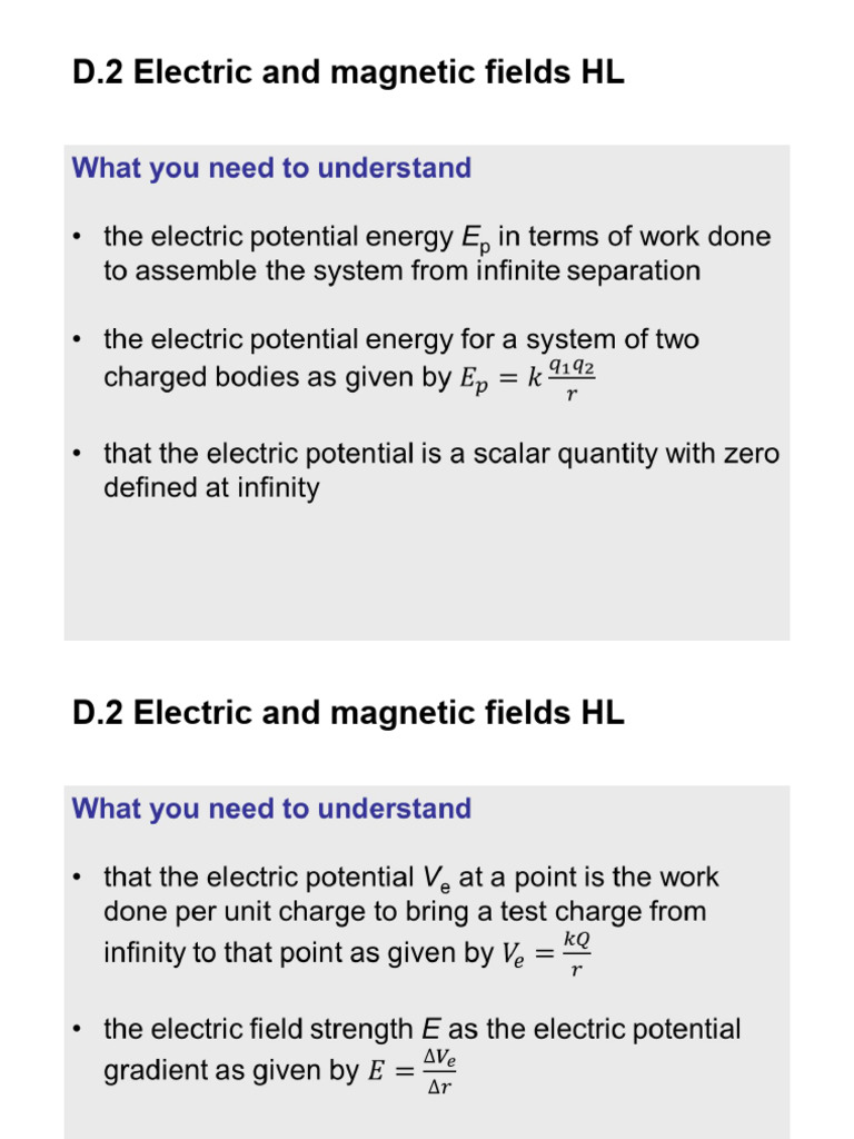 Electric and Magnetic Field Concepts | PDF | Electric Field | Potential ...