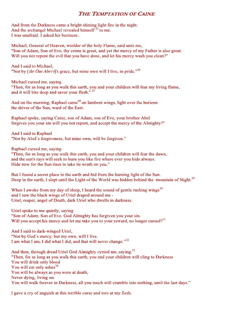 VTM - Book of Nod - The Temptation of Caine | PDF