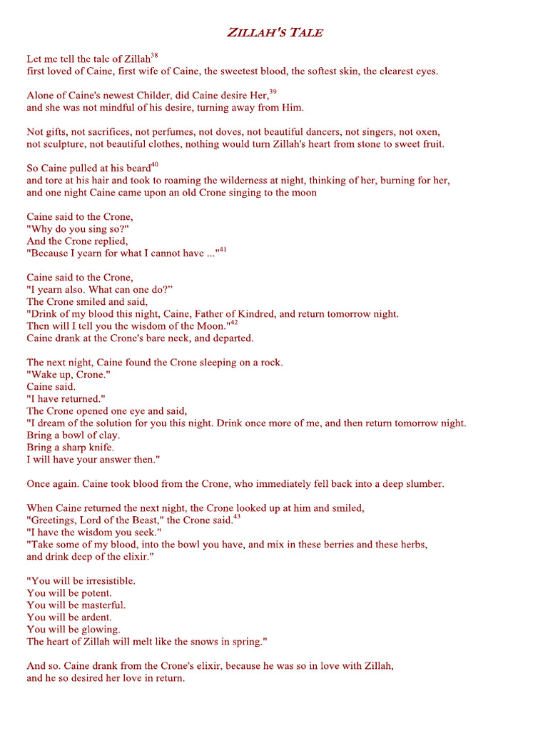 VTM - Book of Nod - Zillahs Tale | PDF