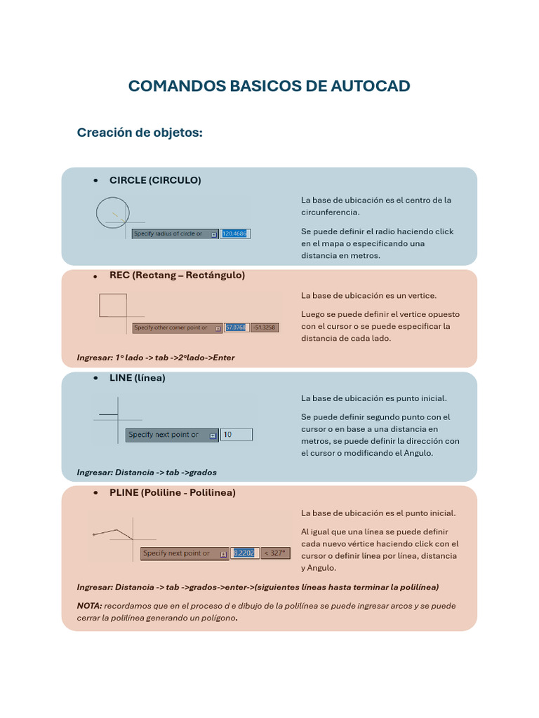 Comandos Basicos de Autocad | PDF | Rectángulo | Geometría Elemental