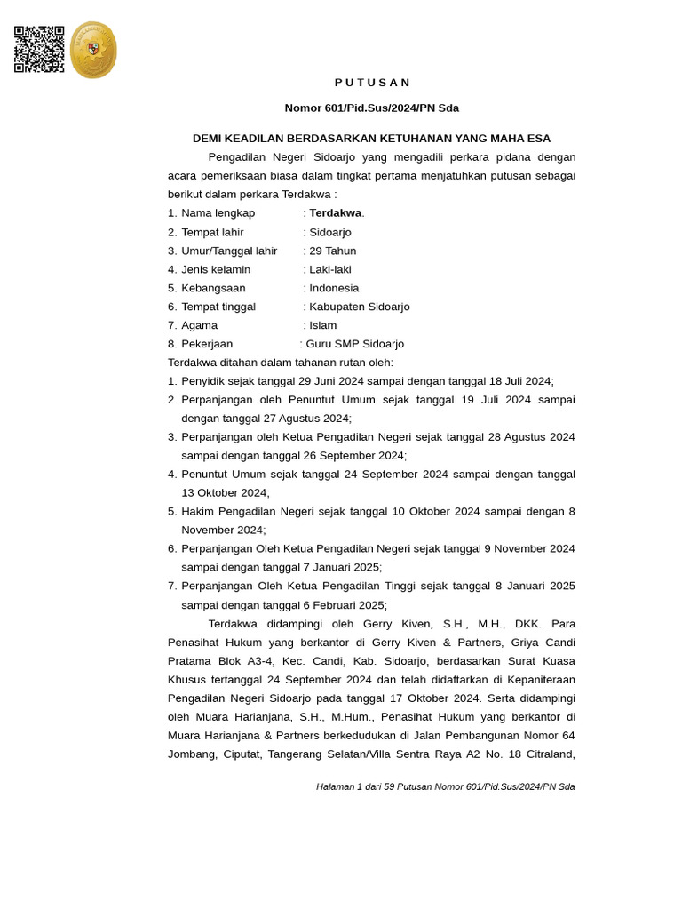 Putusan 601 Pid - Sus 2024 PN Sda 20250329220325 | PDF