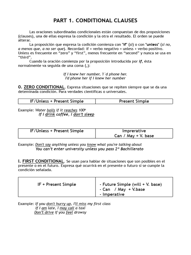 Cláusulas Condicionales y Temporales | PDF | Gramática | Sintaxis