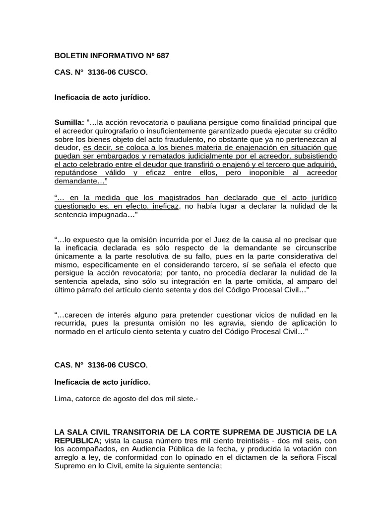 Ineficacia de Acto Jurídico | PDF | Ley procesal | Demanda judicial