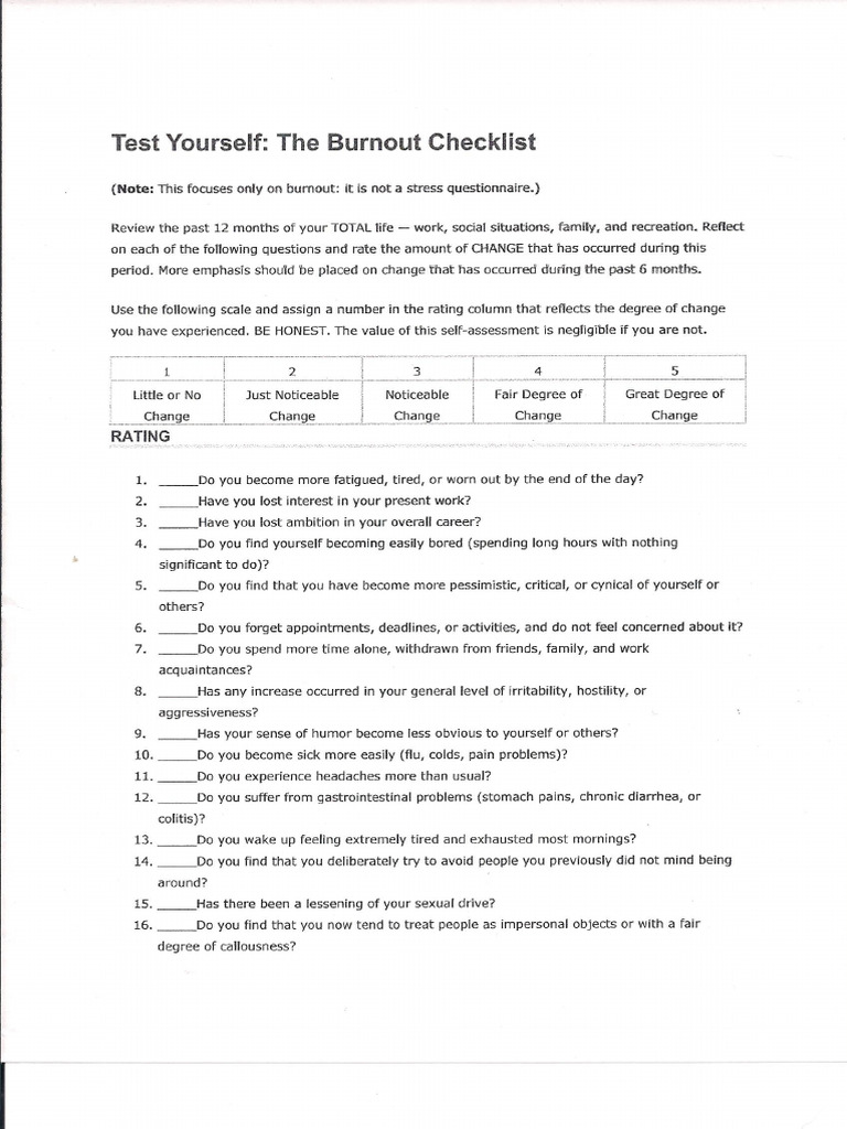 GoatleyL Burnout Checklist | PDF