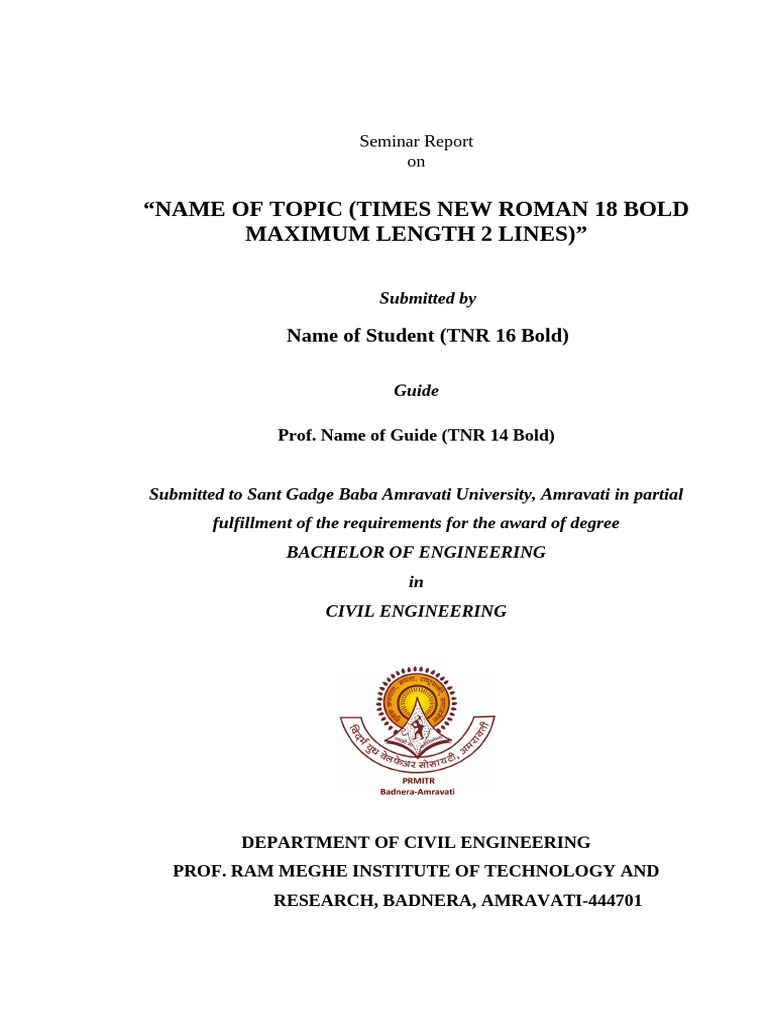 Seminar Report on Civil Engineering Topic | PDF
