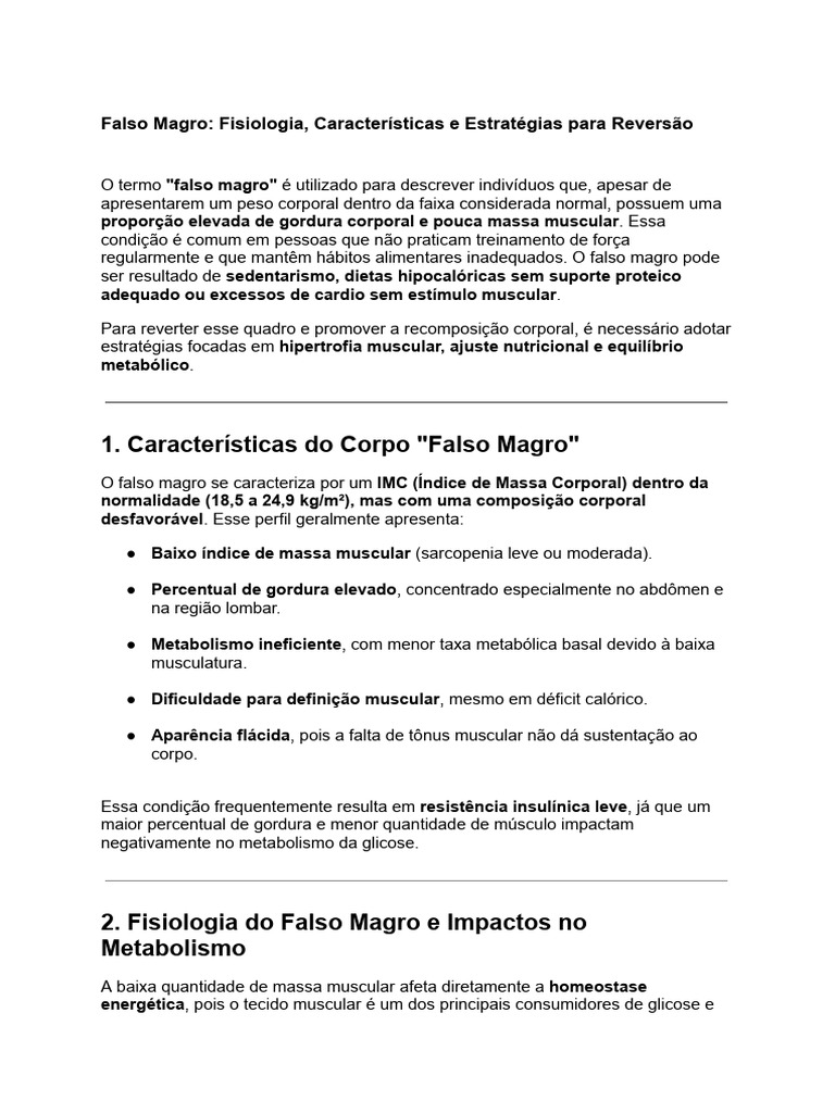 Falso Magro - Fisiologia, Características e Estratégias para Reversão ...