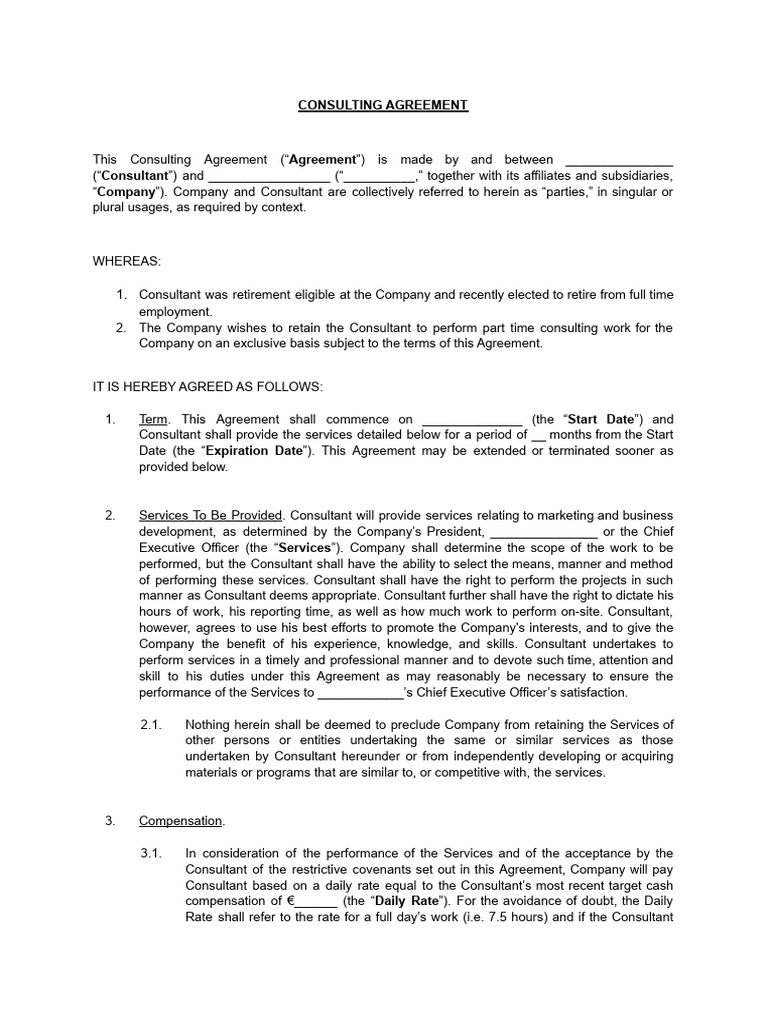 Template - Consulting Agreement | PDF | Breach Of Contract | Indemnity