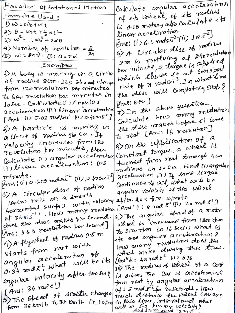 Daily practice Paper on Equation of Rotational motion | PDF